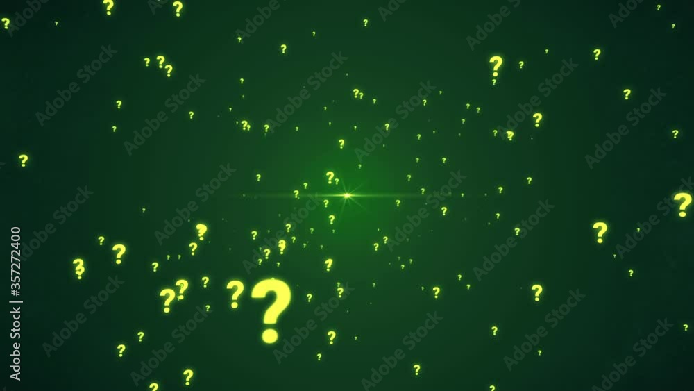 A lot of question marks flying around. Camera flying through yellow ...