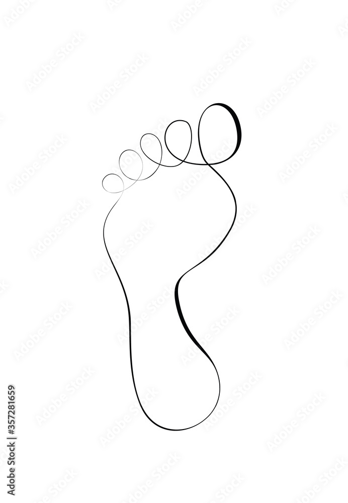 One Line Drawing Human Bare Foot in Sketch Art Style Stock Vector ...