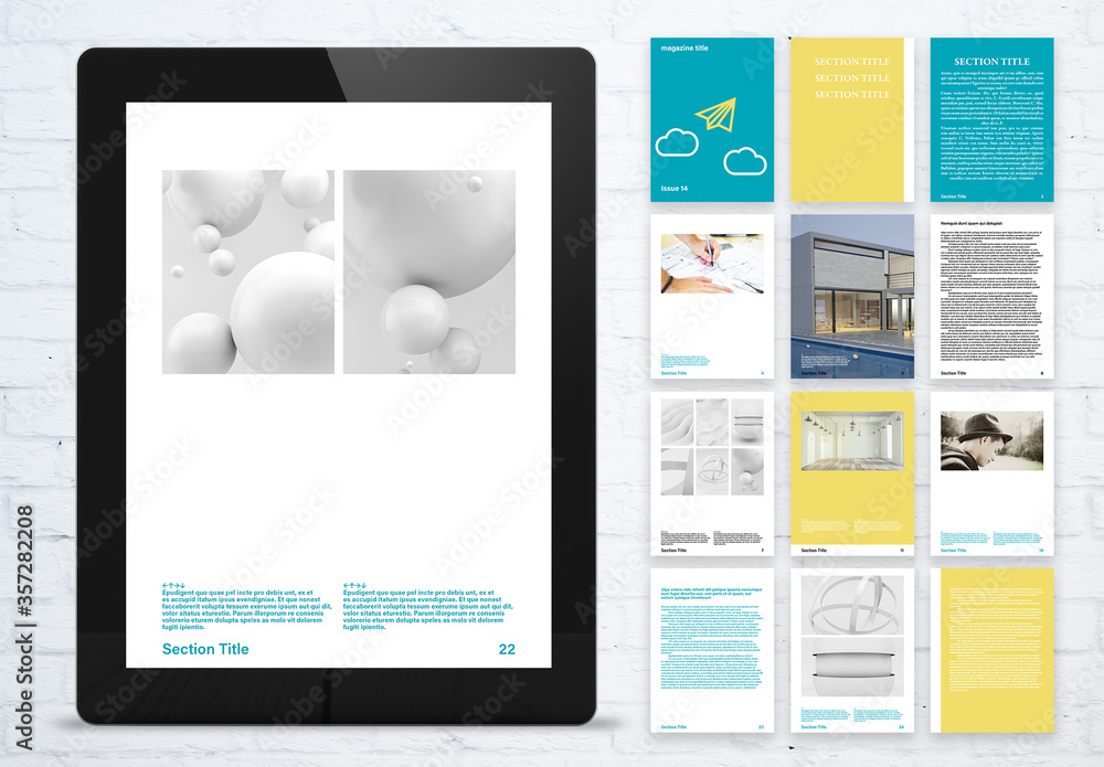 Vibrant and Inspiring Design Digital Magazine Layout Stock Template ...