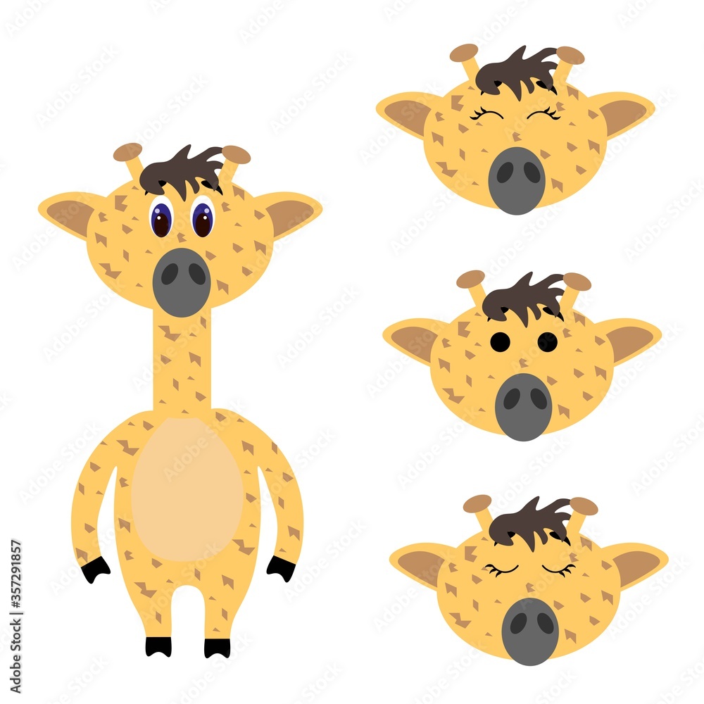 Cute torso of a giraffe with extra heads isolated on white background ...