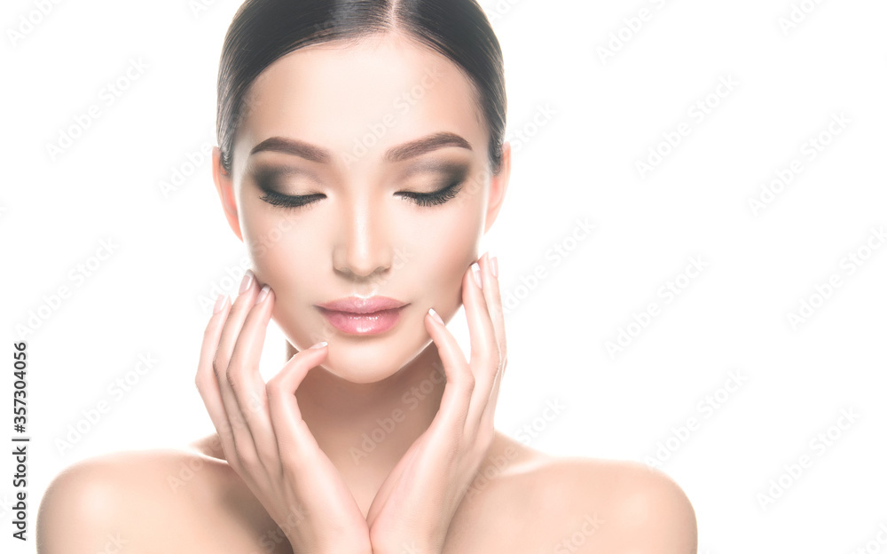 Beautiful young asian woman with Clean Fresh Skin on face . Oriental ...