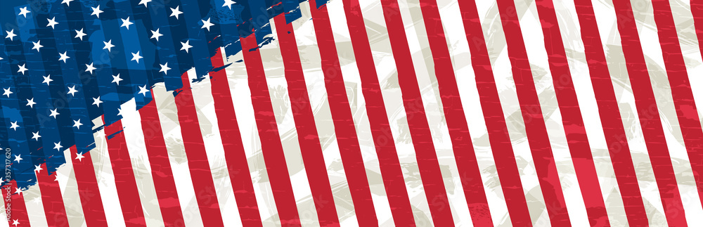 Banner with grunge USA background with stars and striped lines ...