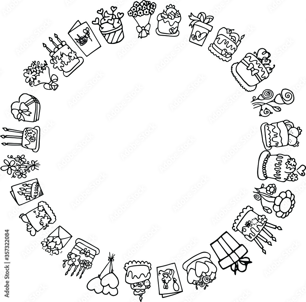 vector drawing cartoon birthday border frame Stock Vector | Adobe Stock