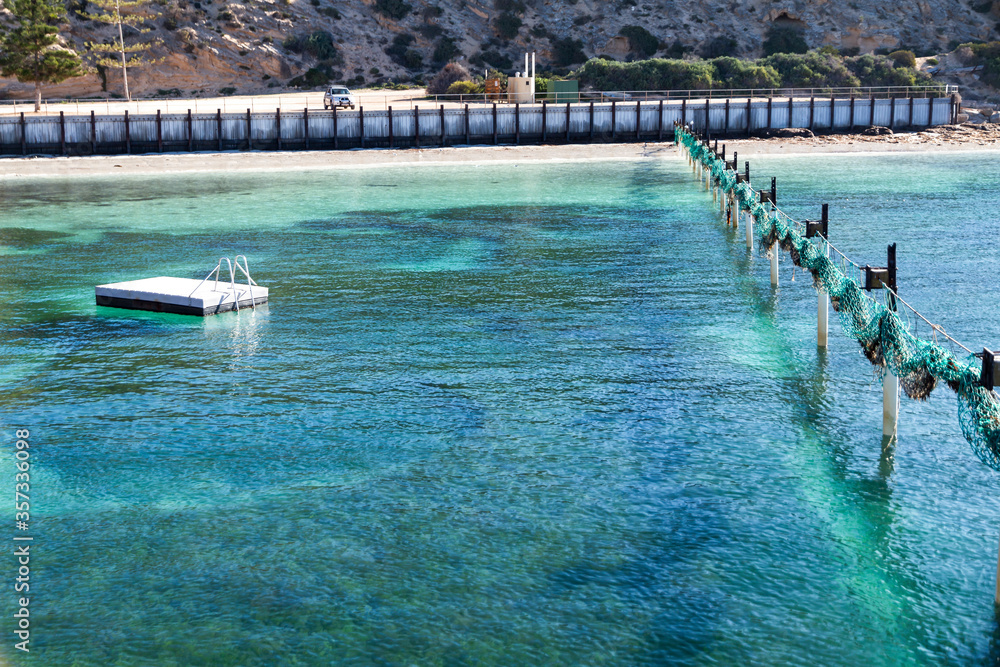 The shark nets at Point Sinclair in South Australia, known for Great ...