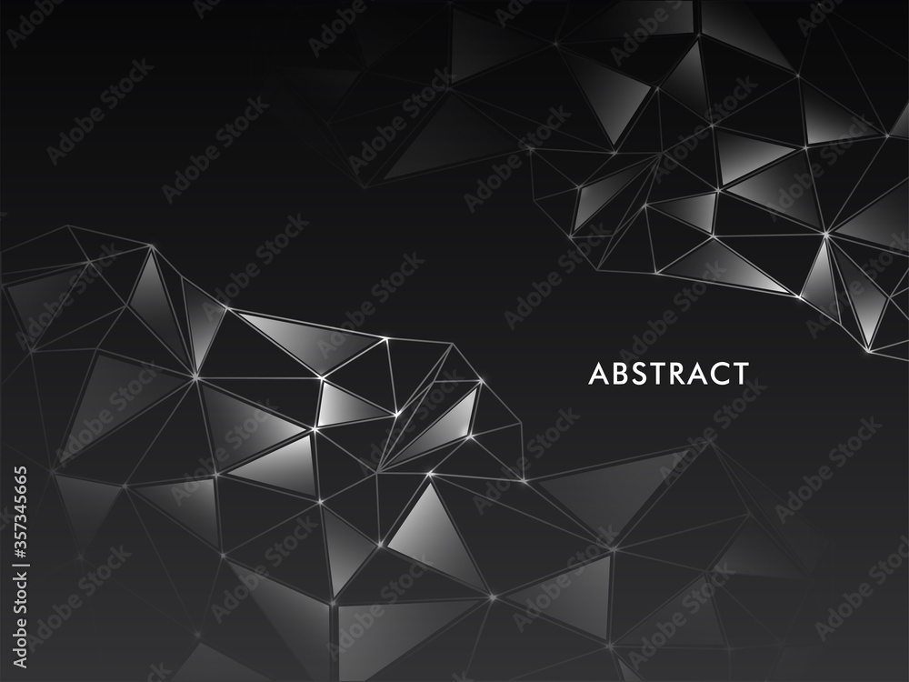 Abstract Black Geometric Polygon Background with Dot Lines. Stock ...