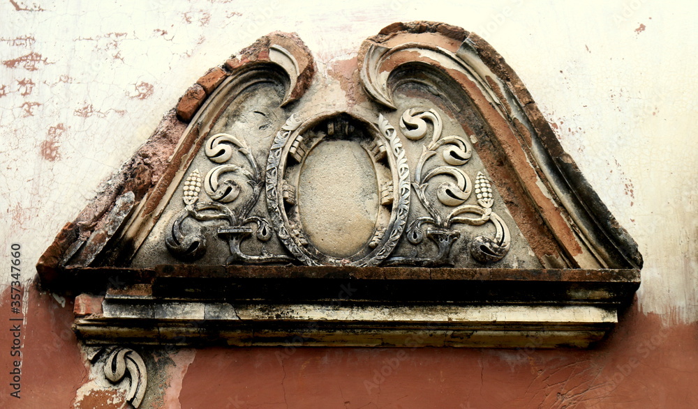 Old vintage earthenware wall ruined house in Panam Nagor. An ancient ...