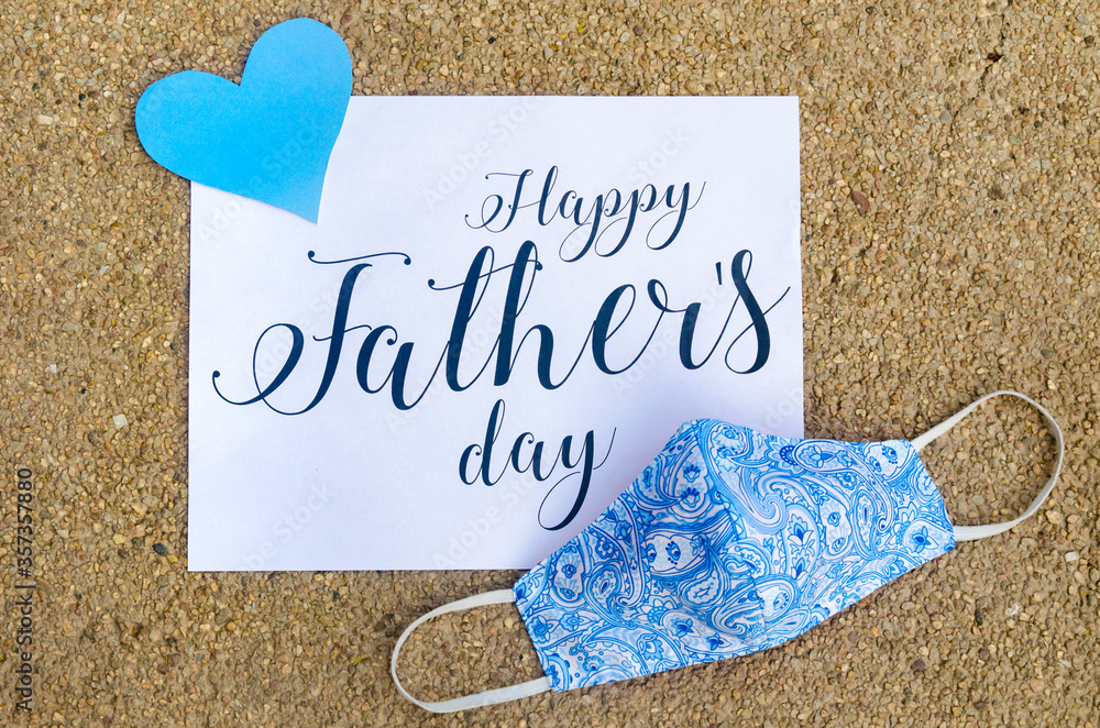 Greeting card Happy Father's day in spanish and protective face mask ...