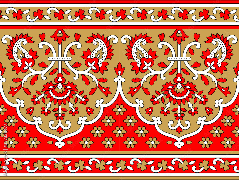 colorful vector kalamkari ornamental outline border design Stock Vector ...
