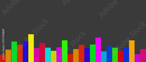 Colorful histogram bar chart market research trends grey background ...