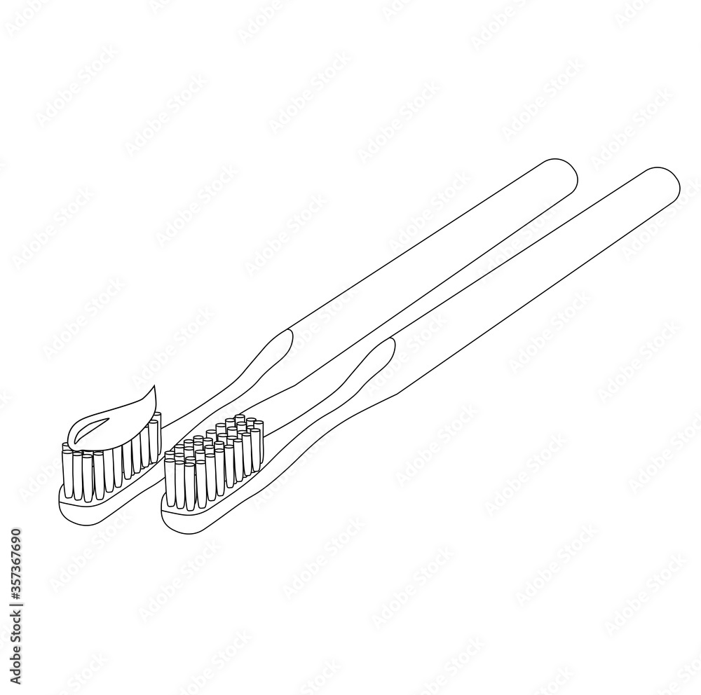 Vector stock illustration of a toothbrush. The bristles with toothpaste ...