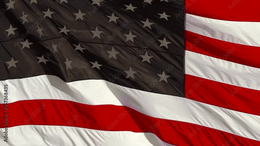 Red black and white American flag USA Close Up waving background ...