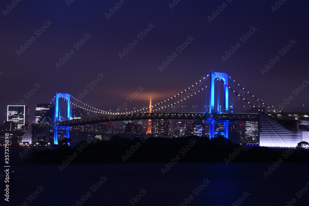 Blue rainbow bridge in Tokyo Stock Photo | Adobe Stock