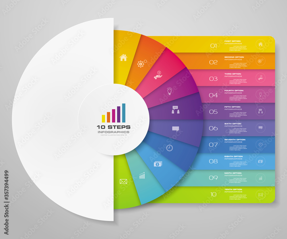 10 steps cycle chart infographics elements for data presentation. EPS ...