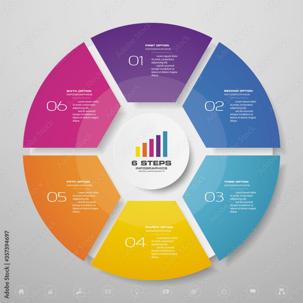 6 steps cycle chart infographics elements for data presentation. EPS 10 ...