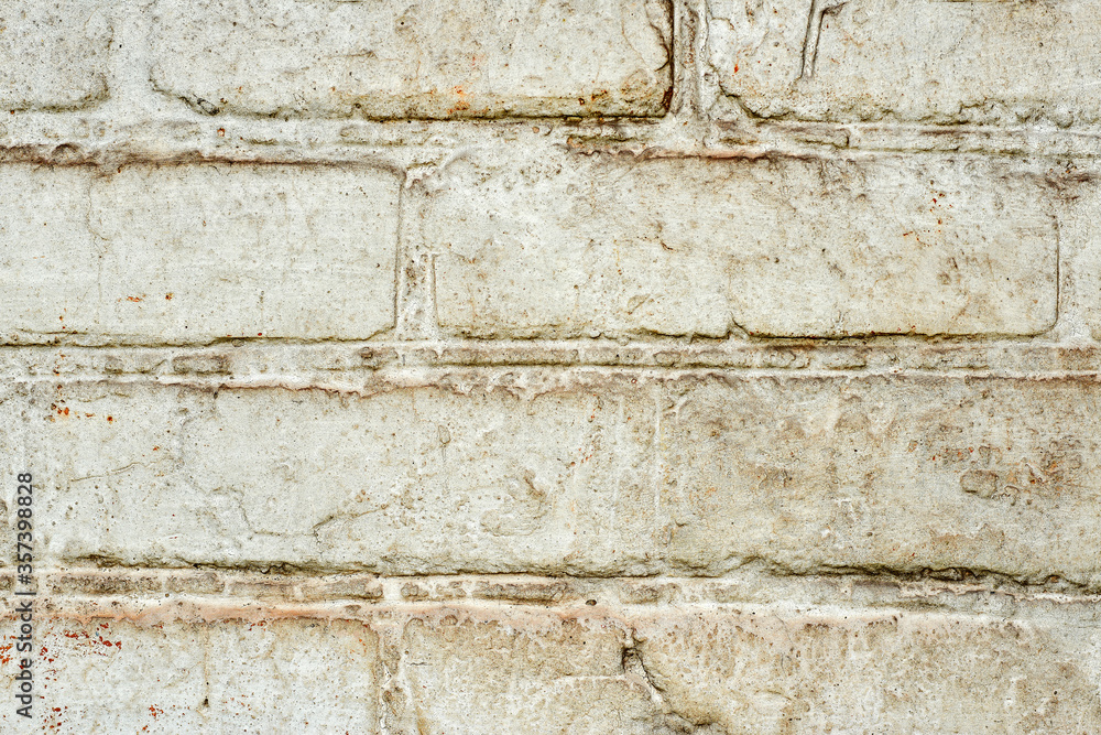 Texture of white silicate brick, a seam of brickwork on a brick wall ...