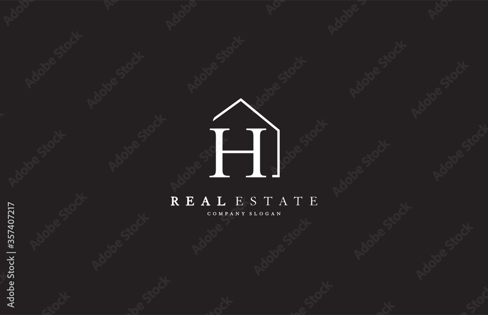 Letter H Line House Real Estate Logo Stock Vector | Adobe Stock