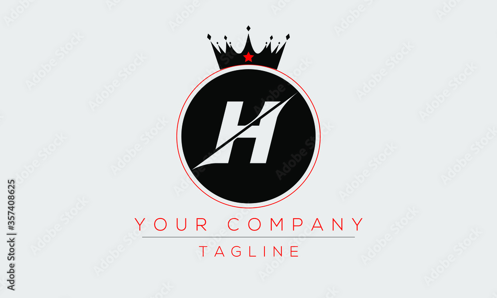 Letter H Logo Design, Creative Modern Icon H With Crown Head Stock ...