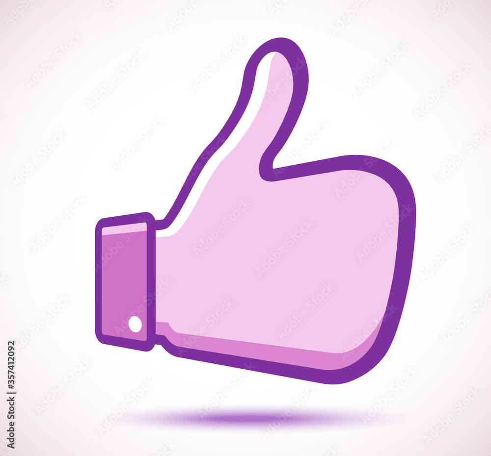Do symbol. Thumbs up violet emblem. Like icon i perspective. Vector ...