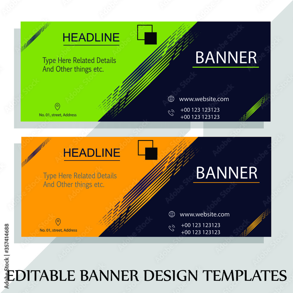 green and orange gold color web banner design template two in one ...