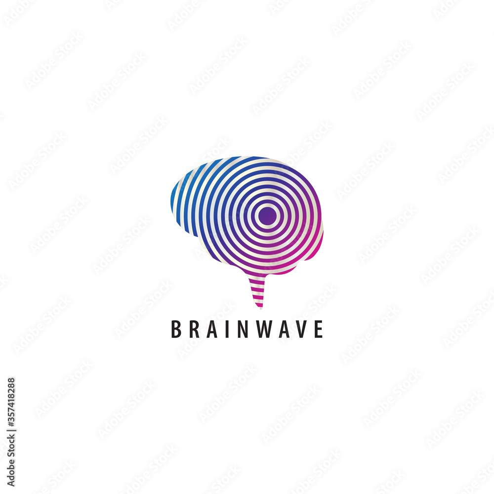 Brainwave logo design template. Colorful brain with a signal wave ...
