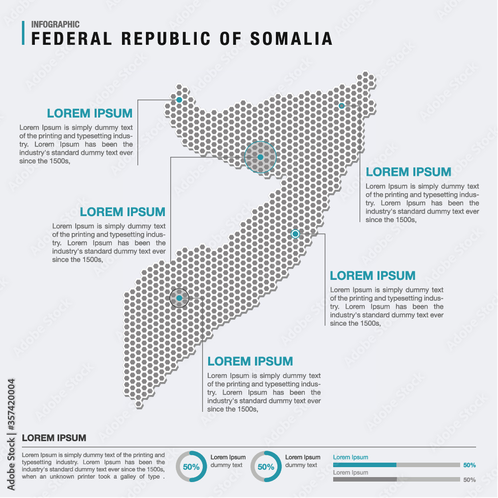 Somalia country map infographics vector with pointer marks and circle ...