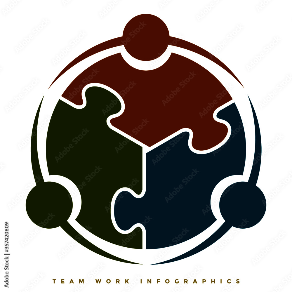 Team work infographic symbol concept illustration having 3 circles and ...
