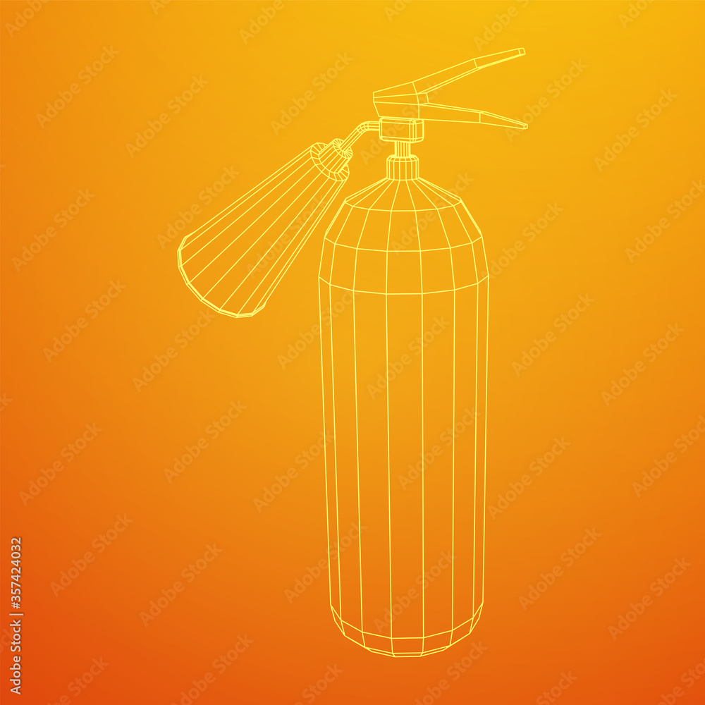 Fire extinguisher. Wireframe low poly mesh vector illustration. Stock ...