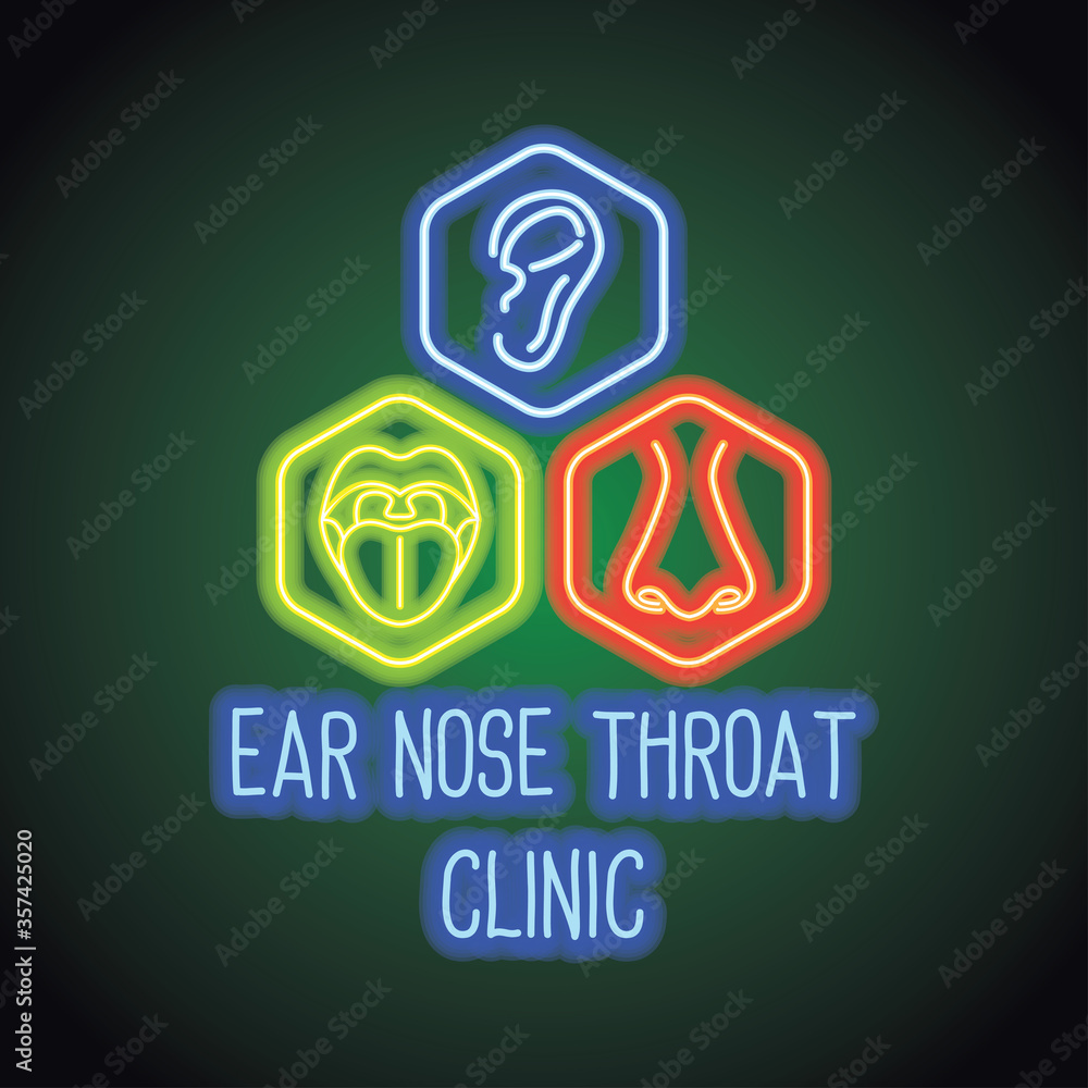 ear nose throat (ENT) neon sign plank for Otolaryngologists clinic ...