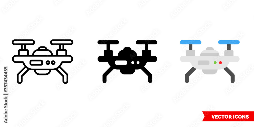 Drone icon of 3 types. Isolated vector sign symbol. Stock Vector ...