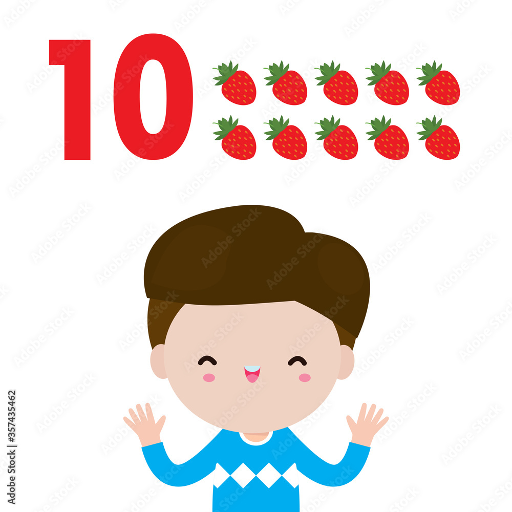 happy children and hand showing the number ten, cute kids showing ...