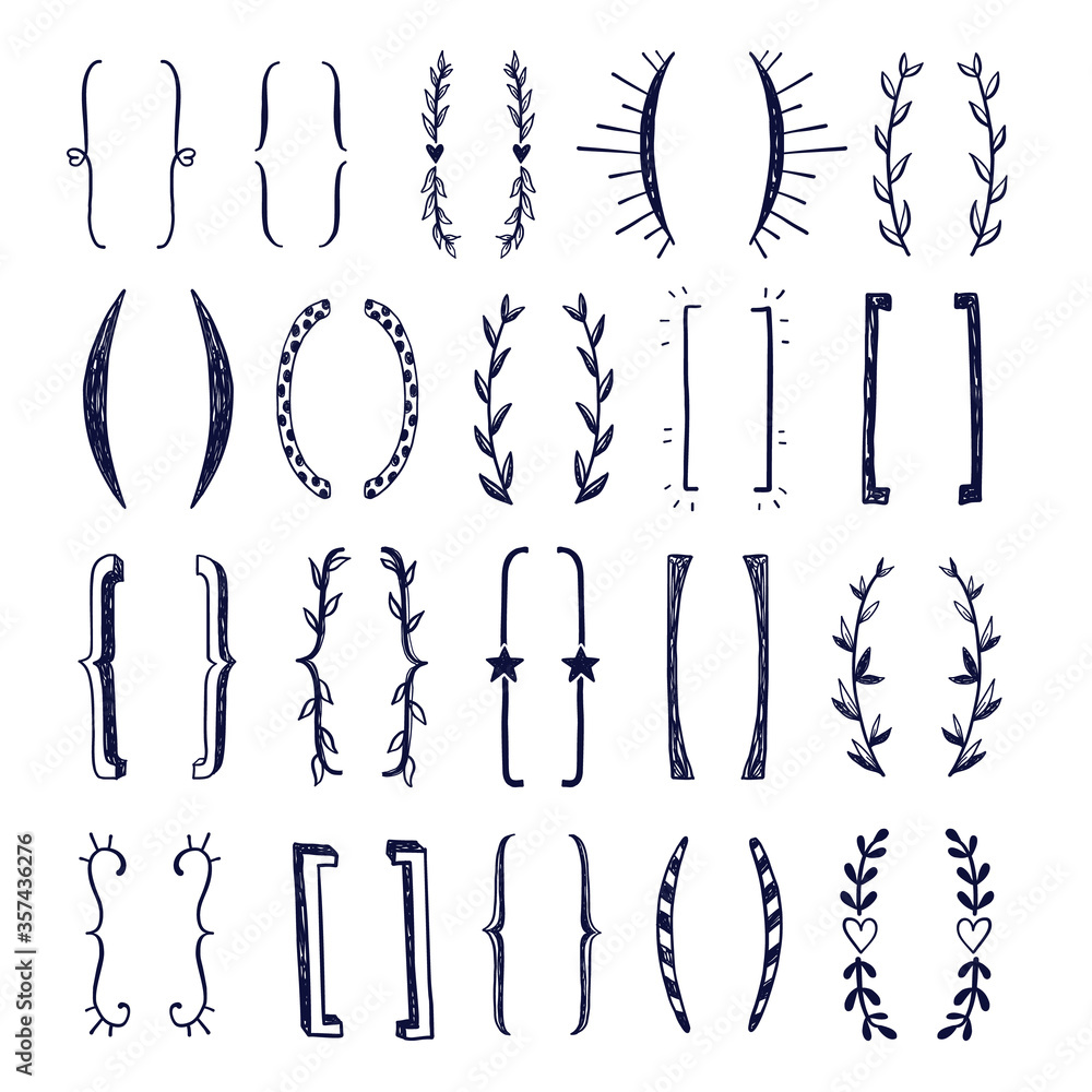 hand drawn doodle brackets vector set. Parentesis design Stock Vector ...
