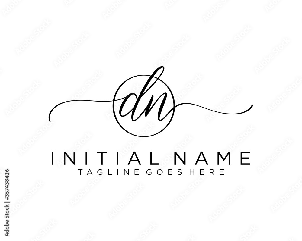Initial D N handwriting logo vector. Hand lettering for designs Stock ...