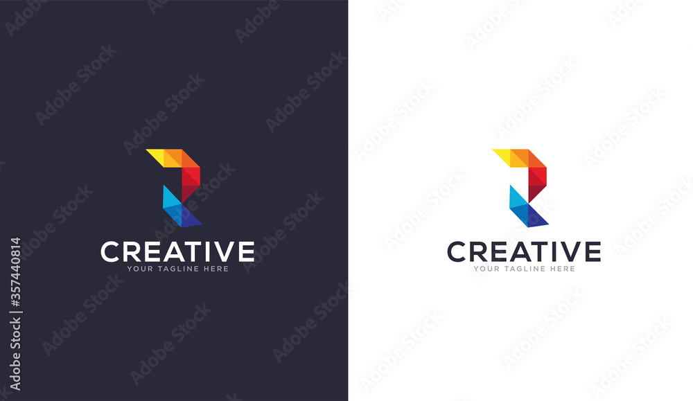 Letter R logo design. colorful letter r icon. r smart pixel style logo ...