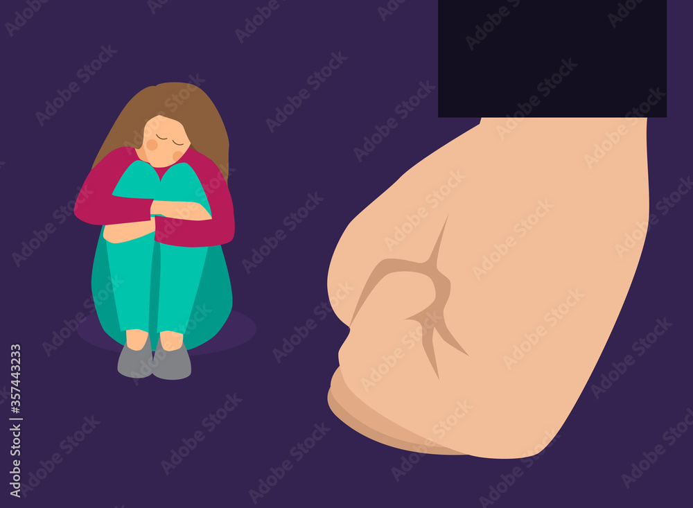 concept of domestic violence against women, vector illustration Stock ...