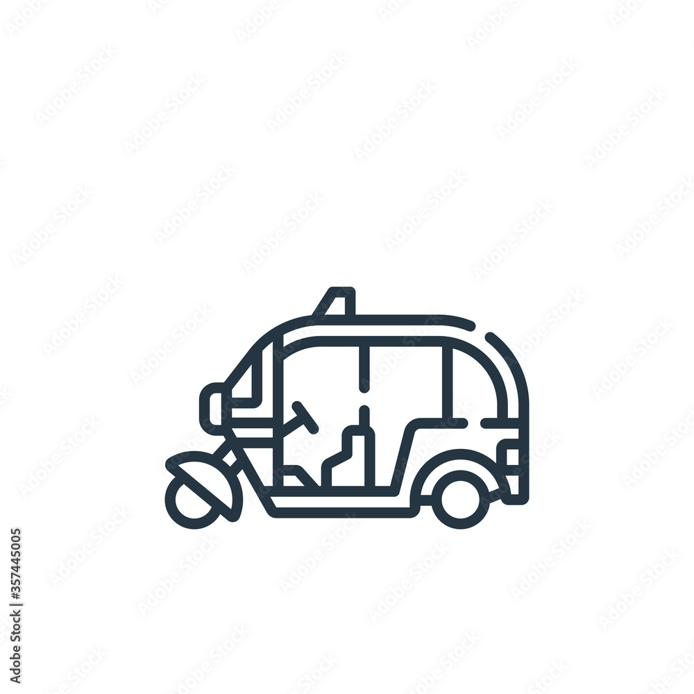 Tuk tuk vector icon. Tuk tuk editable stroke. Tuk tuk linear symbol for ...