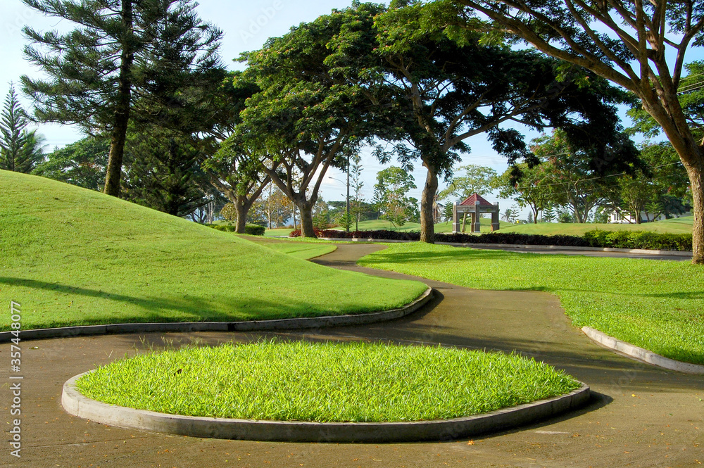 Golf course pathway at Mount Malarayat in Lipa, Batangas, Philippines ...