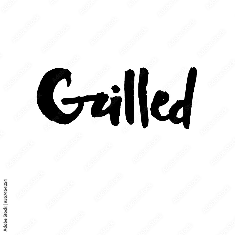 Handwritten vector word "Grilled". Overlay text for logo, restaurant ...