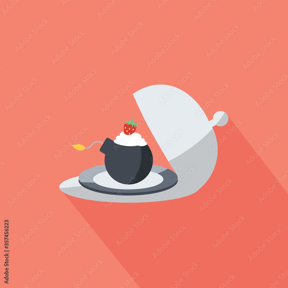 sweet & tasty explosion dessert vector isolated of round cannon bomb ...