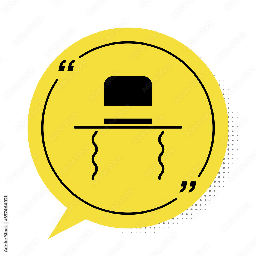 Black Orthodox jewish hat with sidelocks icon isolated on white ...