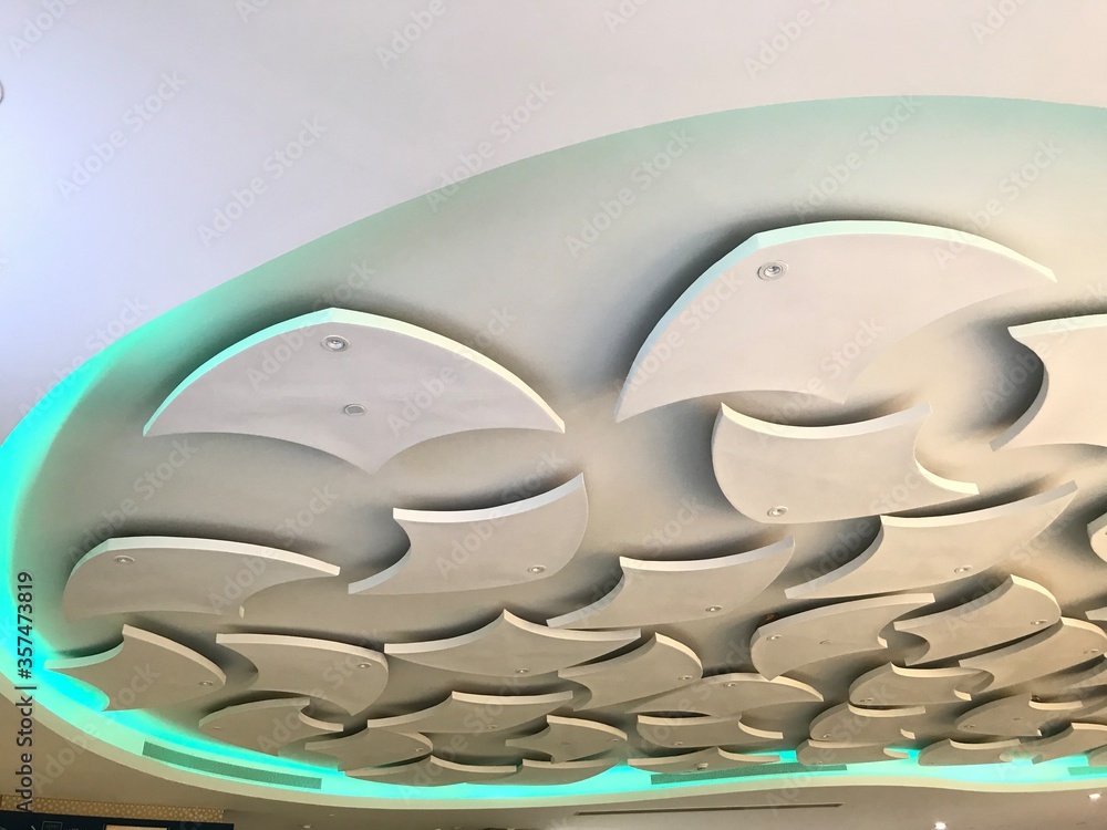Suspended gypsum false ceiling view or designs in which fish shaped ...