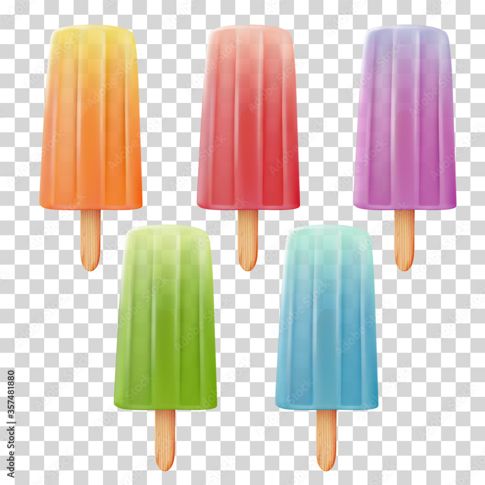 Realistic popsicle icons collection on transparent background - vector ...