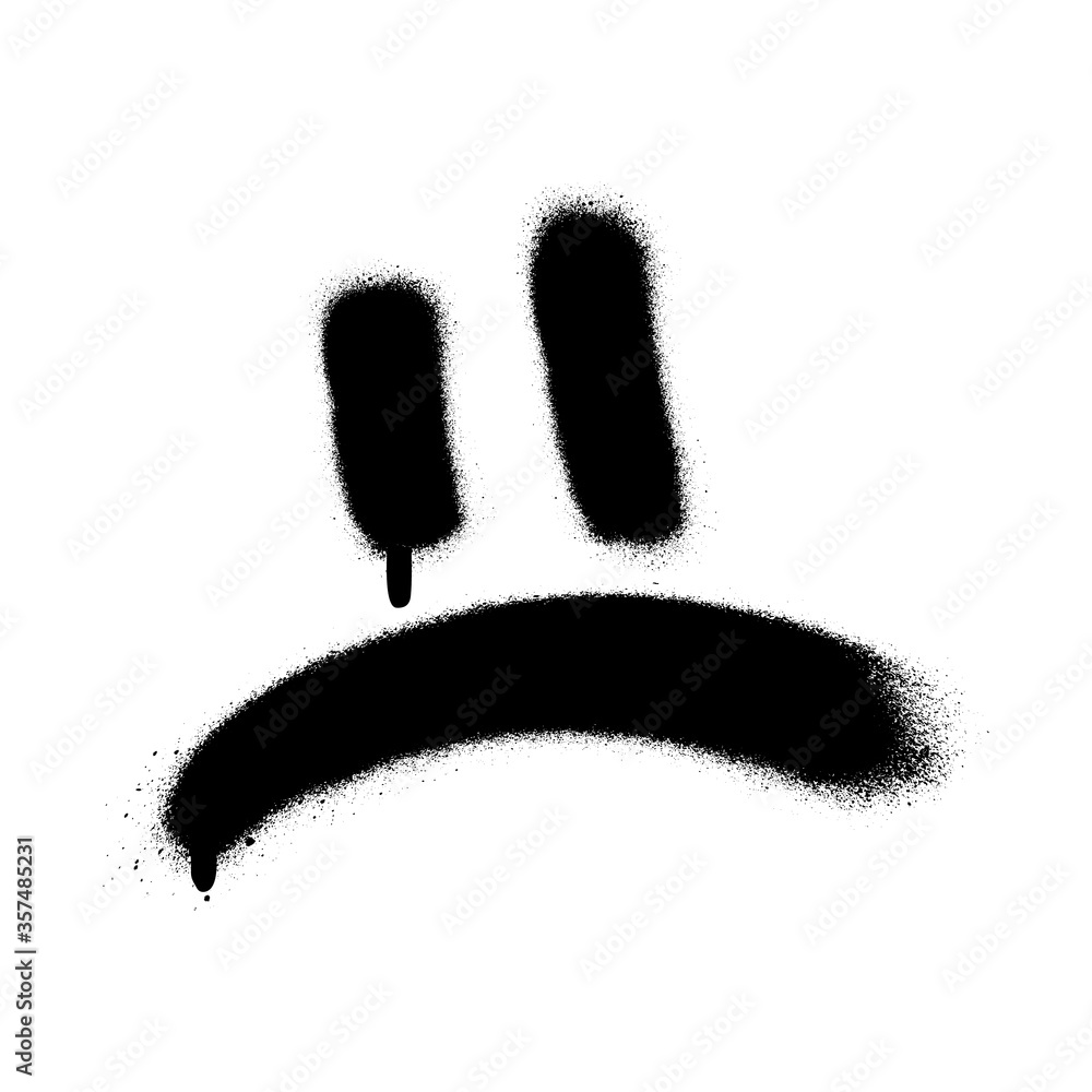 Sad face sign. Spray paint graffiti. White background. Stock Vector ...