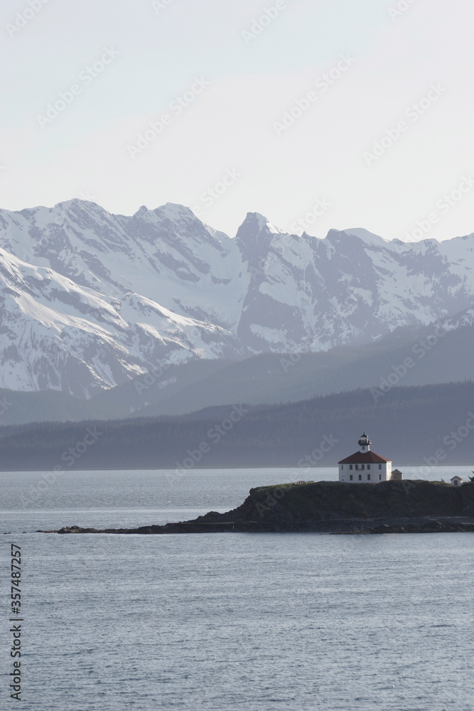 Eldred Rock Lighthouse on a tiny island 30 miles from Haines was ...