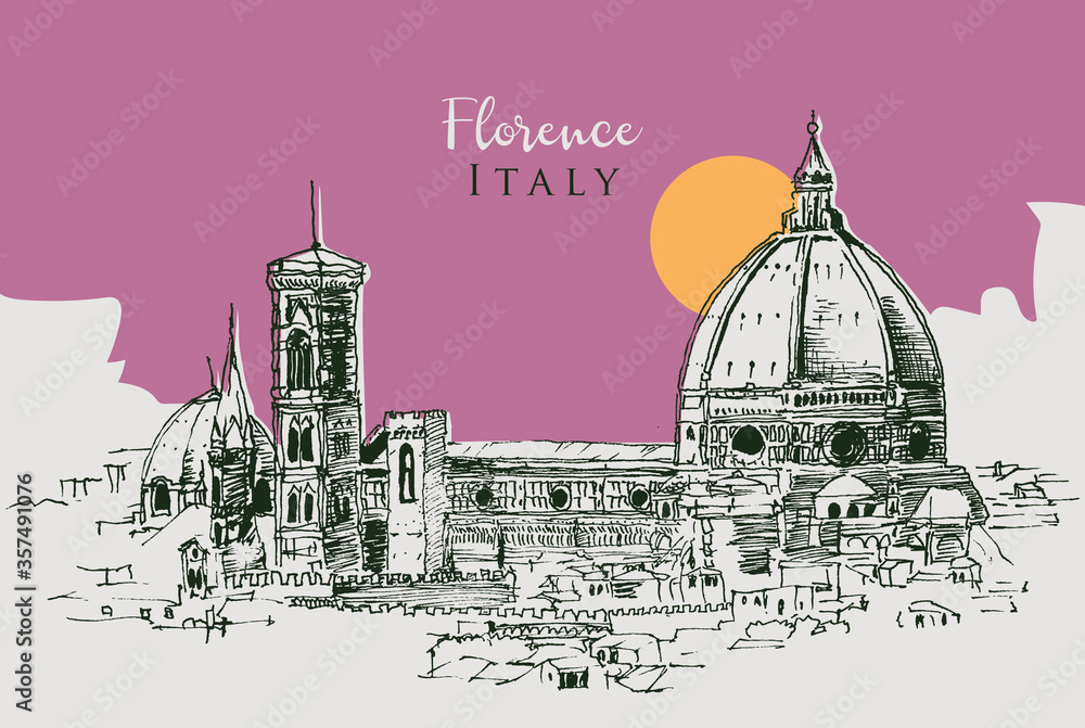 Drawing sketch illustration of Florence, Italy Stock Vector | Adobe Stock