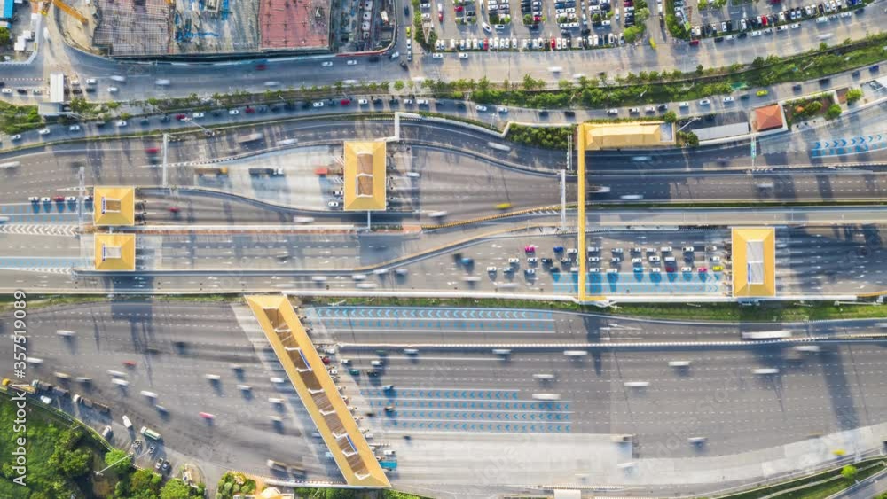 4K time-lapse of car traffic transportation on multiple lanes highway ...