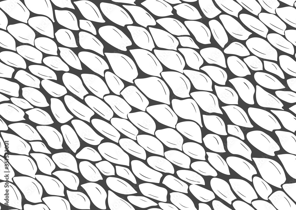 Abstract styled snake scales animal skin seamless pattern design. Black ...