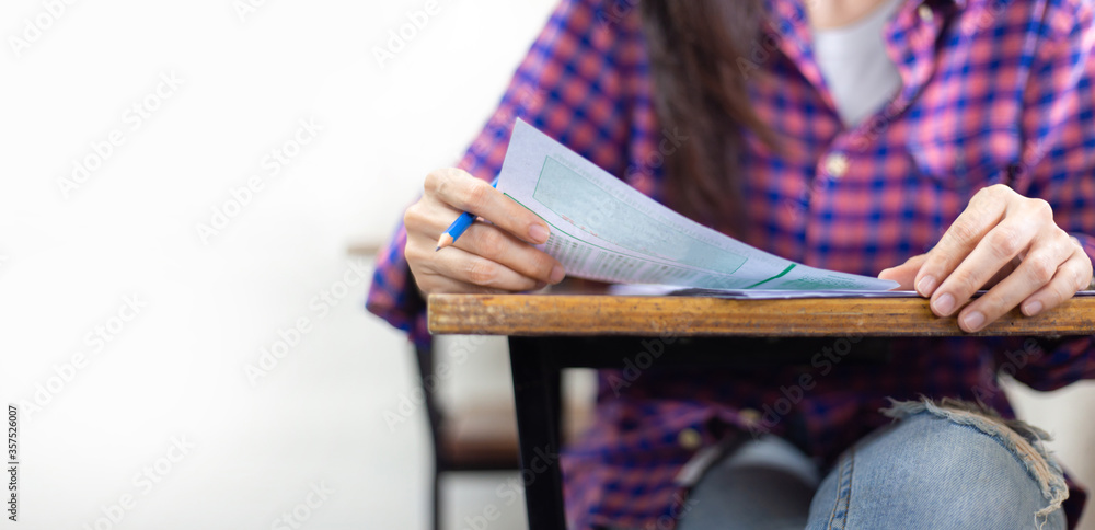 high school,university student study.hands holding pencil writing paper ...