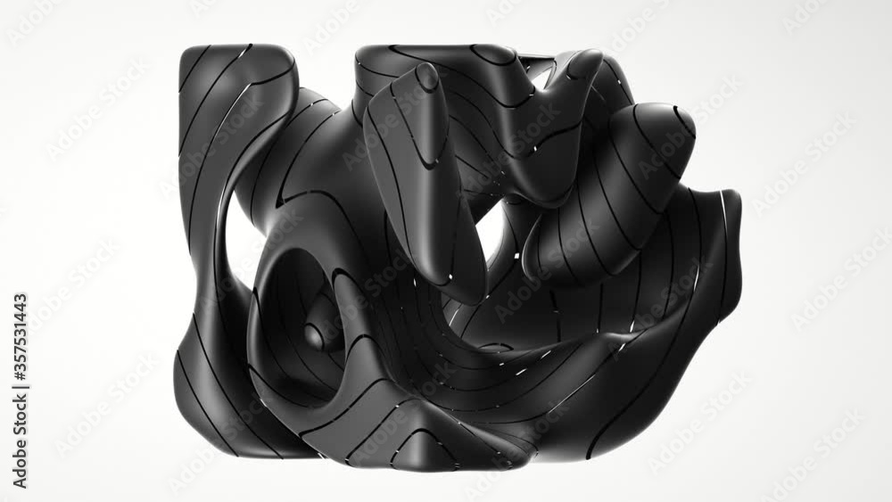 3d abstract art loop animation with surreal organic cubical object in ...