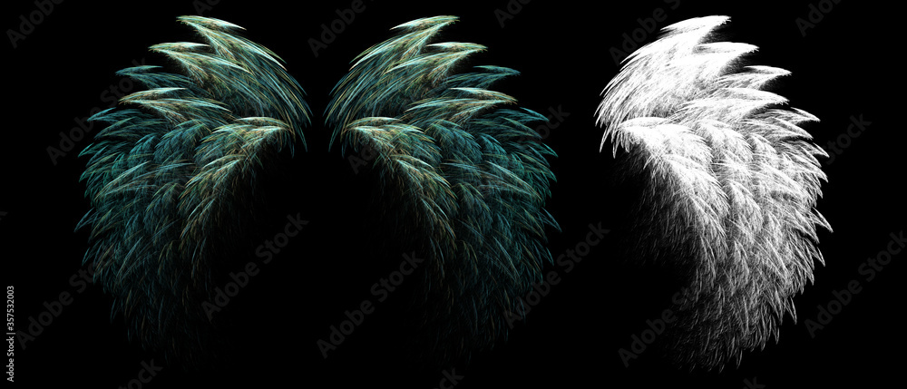 Wing feathers of fantasy creatures with clipping mask ilustração do ...