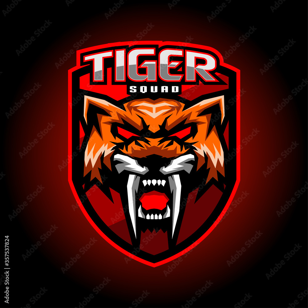 Tiger Esport Mascot Logo Design Stock Vector | Adobe Stock